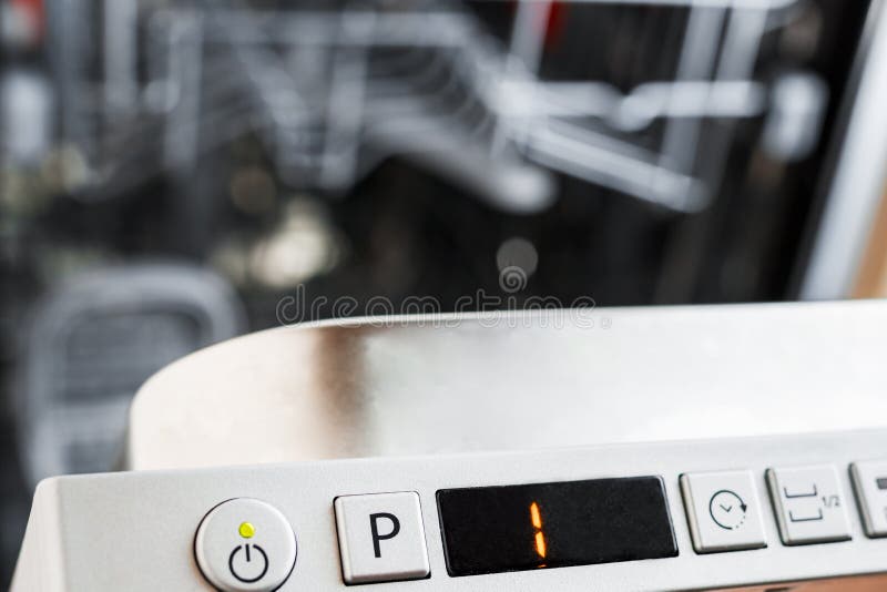 The Control Panel of the Dishwasher. Select the Program for Dish Stock ...