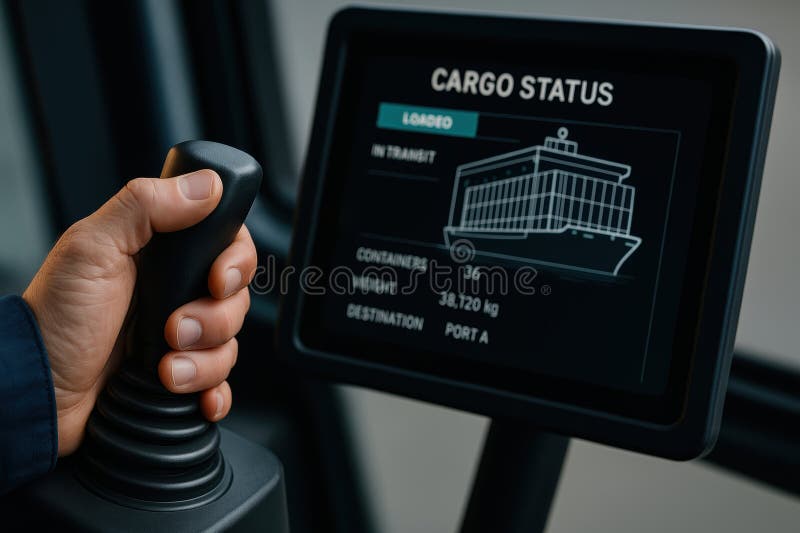 Control Panel Display of Cargo Status with Hand Control for Maritime ...