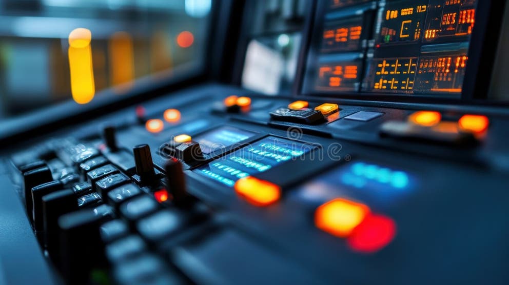 Control Panel with Display Showing Data and Information Stock Image ...