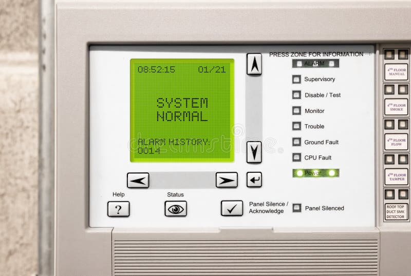 Control Panel Display of Single-stage Fire Alarm System, Close Up Stock ...