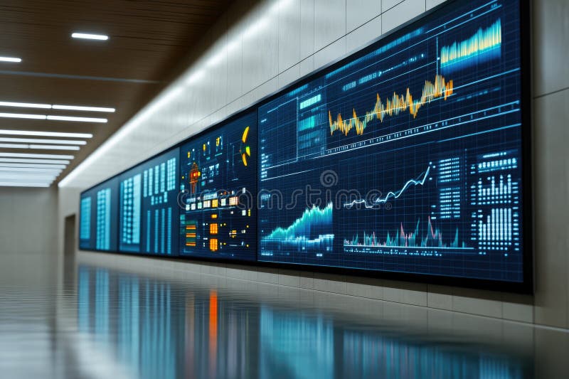 Control Panel Displaying Hydroelectric Energy Data. Stock Illustration ...