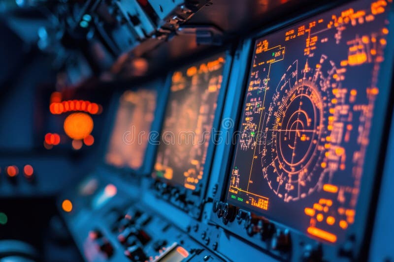 Control Panel Displays in a Modern Aircraft Cockpit during Nighttime ...