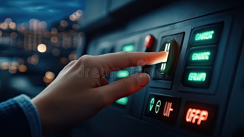 Control Panel Displays a Red Light and Colorful Buttons, Highlighting a ...
