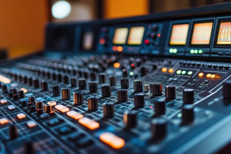 Control Panel Displays Vibrant Lights and Multiple Knobs in a Modern ...