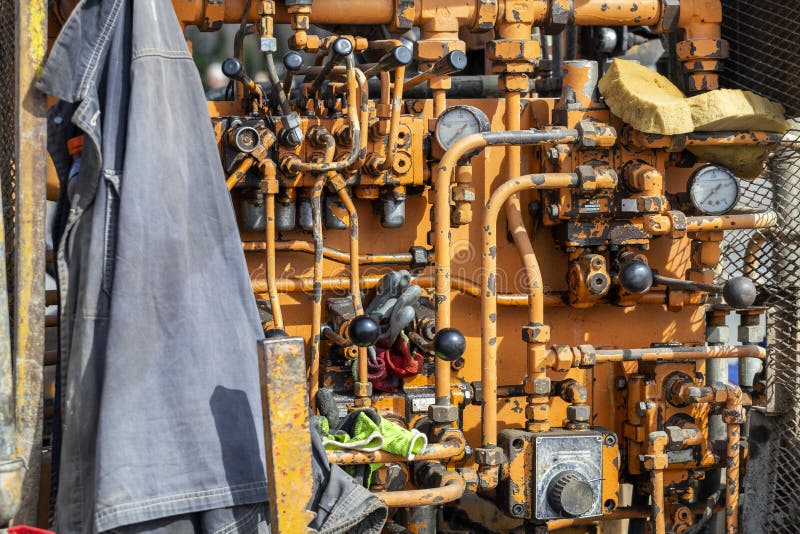 Control Panel of Drill Rig Machine Stock Photo - Image of switch ...