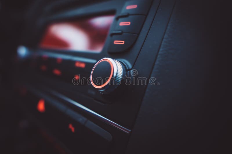 Control Panel and Enter Button and Knob on a Car`s Dashboard Stock ...