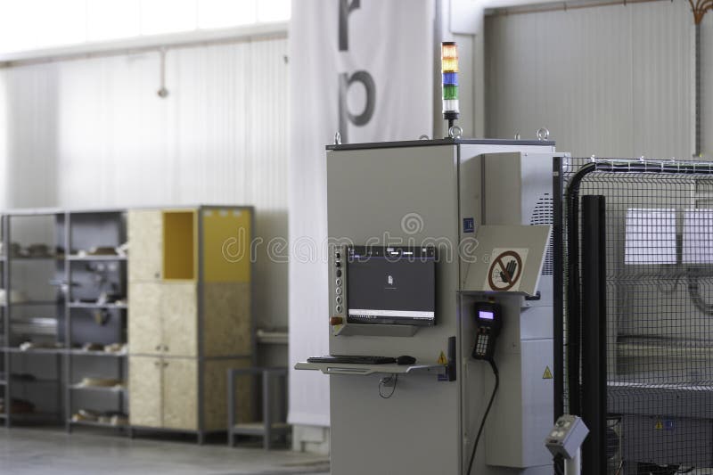 Industrial Control Panel with Computer Interface and Safety Indicator ...