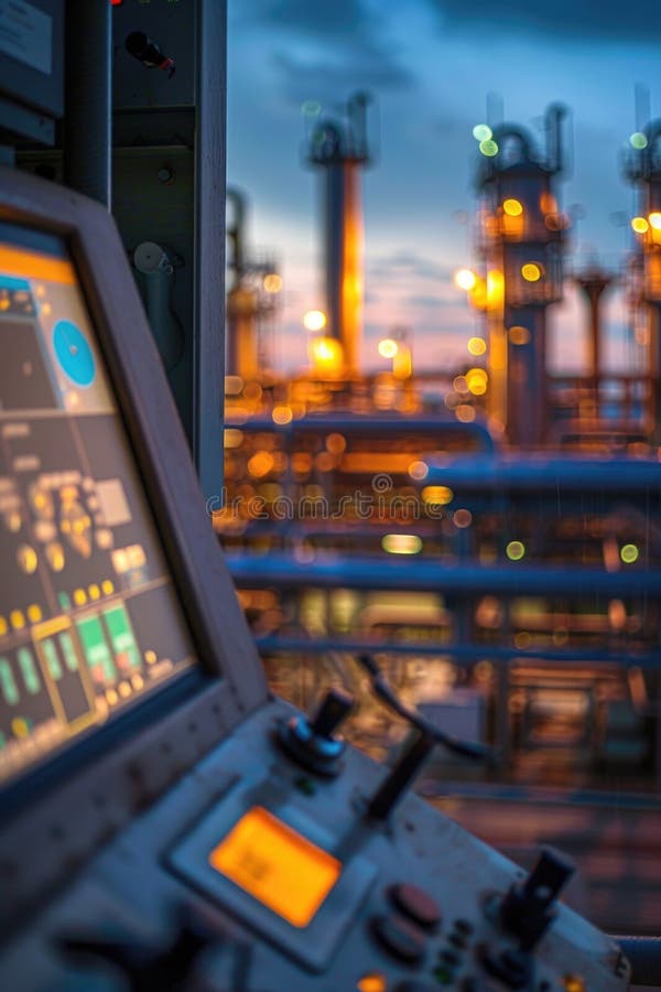 Control Panel at the Front of an Oil Refinery, with Various Controls ...