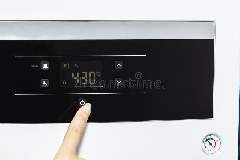 Control Panel of the Gas Boiler for Hot Water and Heating. Stock Image ...
