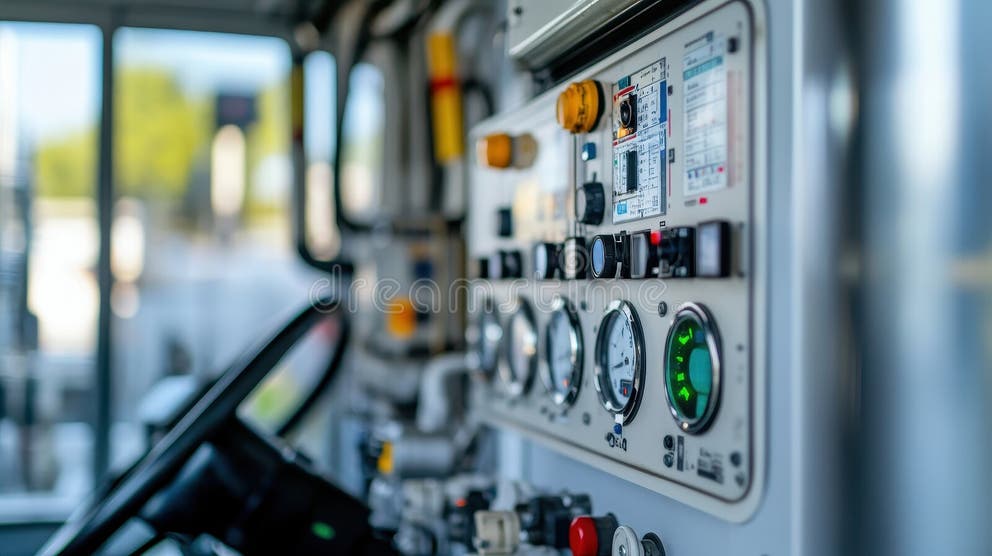 Control Panel with Gauges and Buttons in a Vehicle for Industrial ...