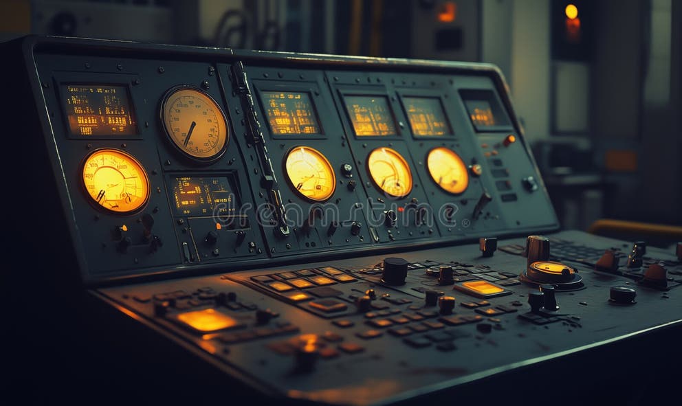 Control Panel with Gauges and Dials in Industrial Setting Showcasing ...