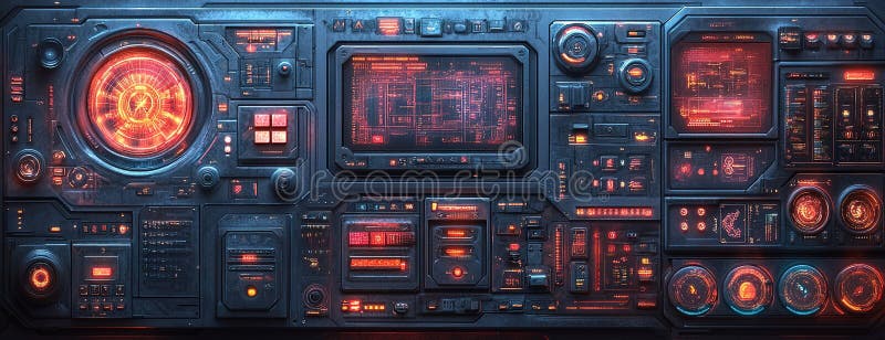 Intricate Futuristic Control Panel Glowing Lights Detailed Circuitry ...