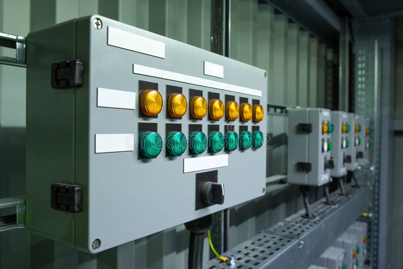 Control Panel with Green and Orange Signalization on the Ex Protected ...