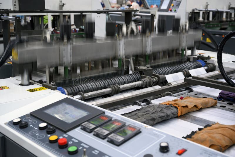 Control Panel and High Speed Plastic Bag Cutting Machine Stock Photo ...