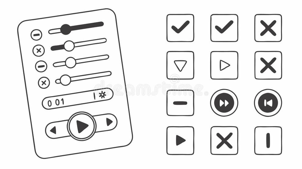 Control Panel Icons Sliders and Settings Adjustment Symbols Collection ...
