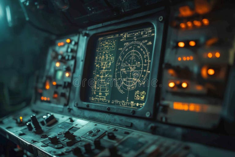 Control Panel with Illuminated Screen Displaying Flight Data Inside ...