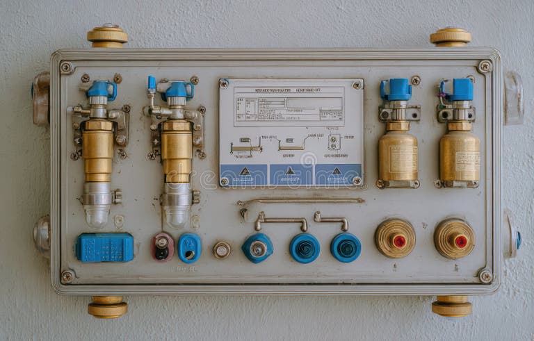 Control Panel for Industrial Equipment with Valves and Indicators Stock ...
