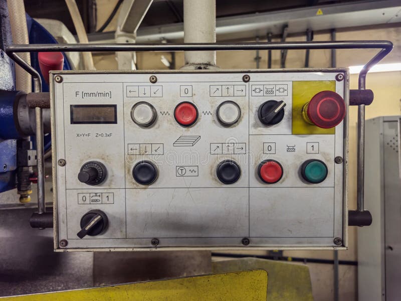 Control Panel of an Industrial Machine with Buttons and Indicators ...