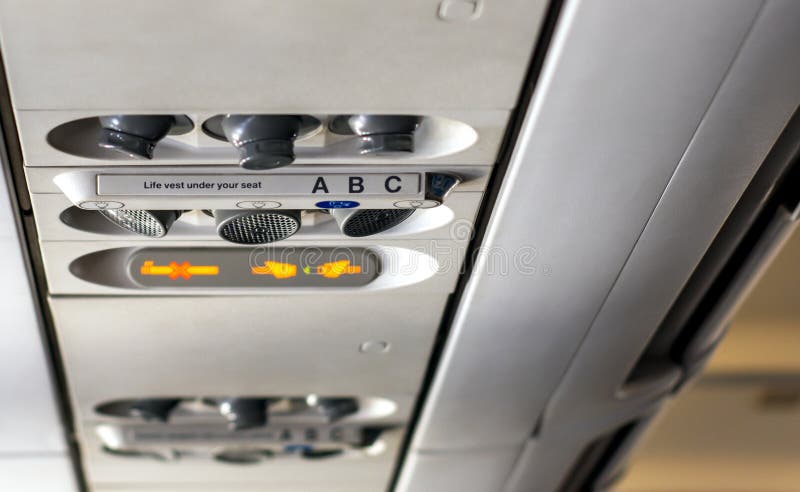 Control Panel Inside a Flight Cabin of an Airplane Stock Image - Image ...