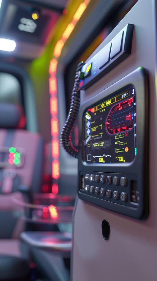 Control Panel Inside Futuristic Vehicle, Colorful Interface. Technology ...