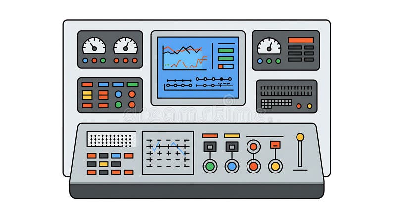 Control Panel Interface with Gauges and Display Screens Stock ...