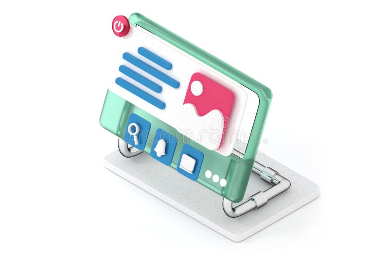 Screen with Control Panel Isometric View 3D Render Stock Illustration ...