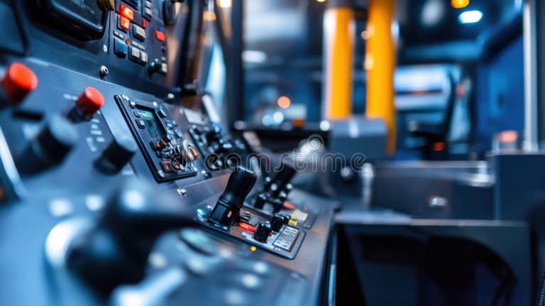 Control Panel with Levers and Buttons Managing Industrial Machinery ...