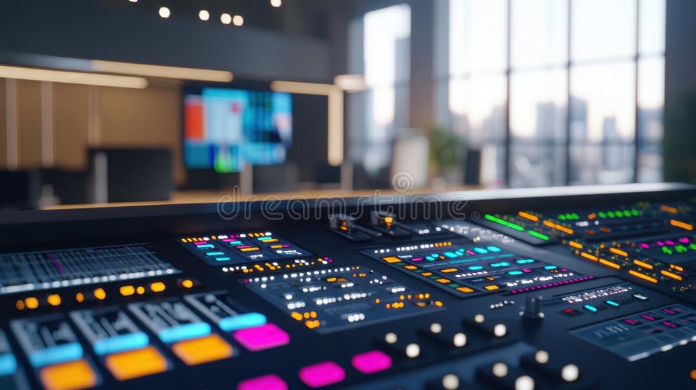 Control Panel for Live TV Broadcast with Colorful Controls and Modern ...