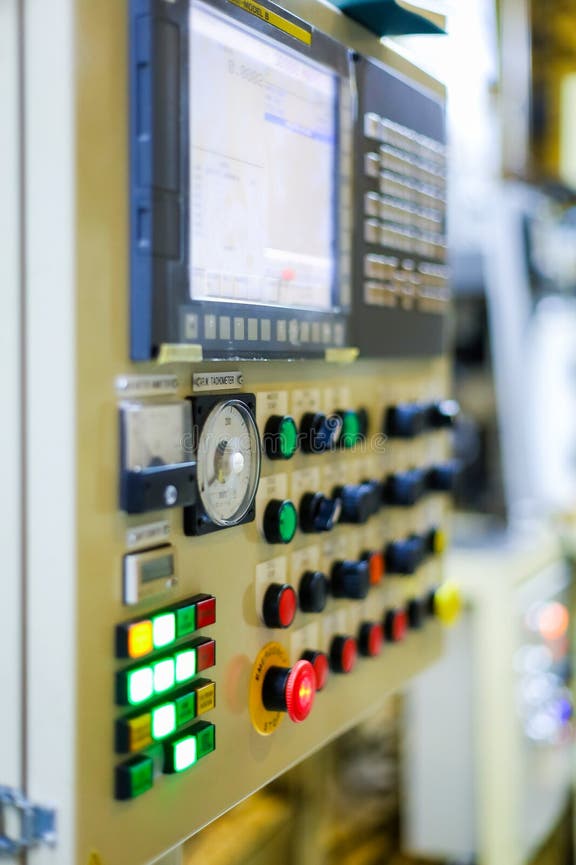 Control Panel of Machine in the Manufacture. Button and Selector Switch ...