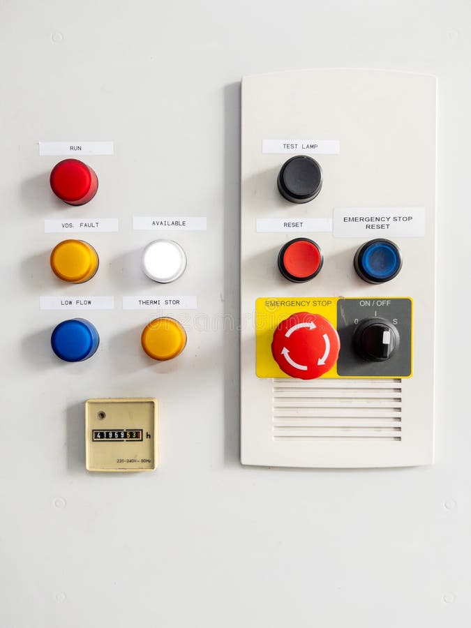 The Control Panel with the Many Buttons and Switches Stock Image ...