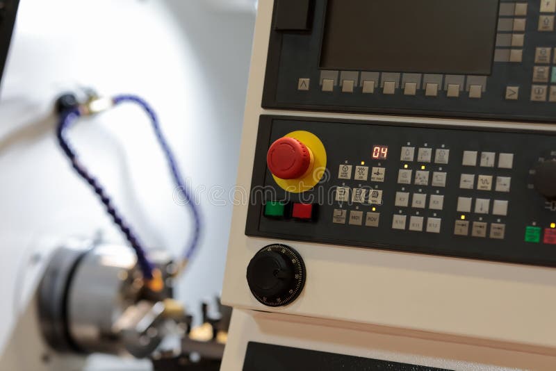 Control Panel of Metalworking CNC Turning Machine Stock Photo - Image ...