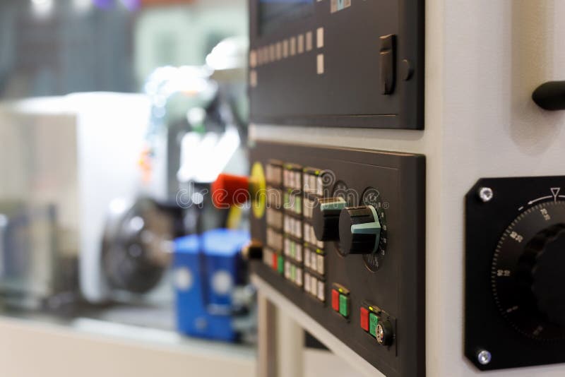Control Panel of Modern CNC Lathe Machine Close Up Stock Image - Image ...