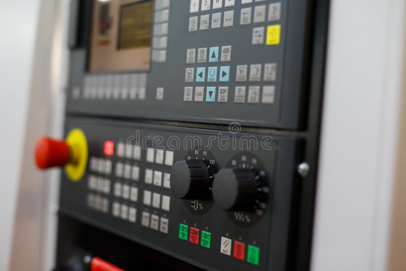 Control Panel of Modern CNC Lathe Machine Stock Image - Image of ...