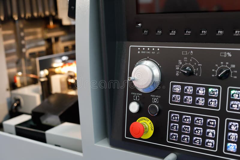 Control Panel of Modern CNC Machine Stock Image - Image of closeup ...