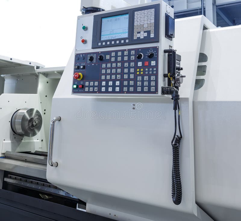Control Panel of the Modern Lathe with CNC Stock Photo - Image of ...
