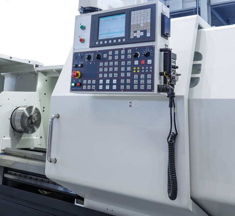 Control Panel of the Modern Lathe with CNC Stock Photo - Image of ...