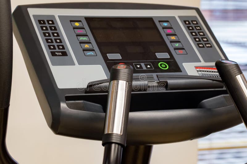 Control Panel on Modern Treadmill in Close Up Stock Image - Image of ...