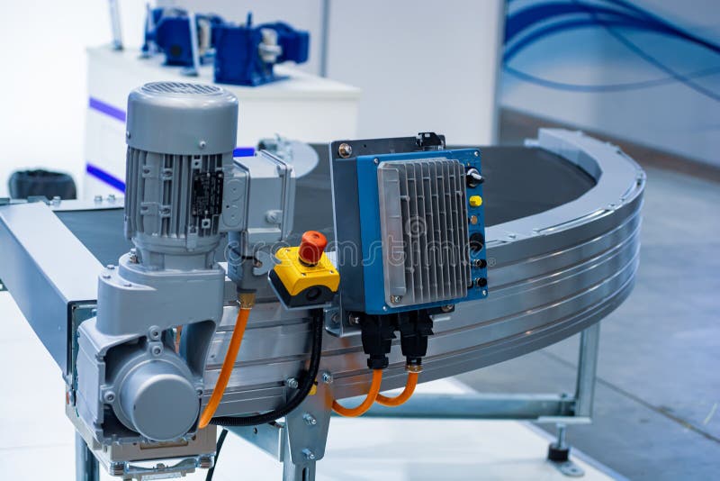 Control Panel and Motor Control Panel Curve Belt Conveyor with a ...