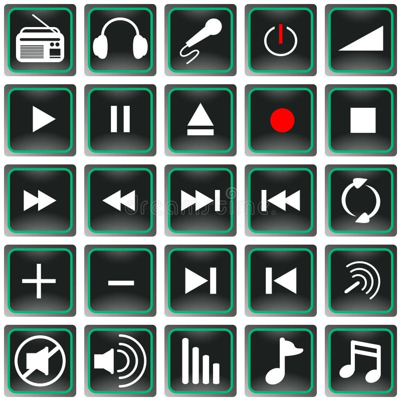 Control Panel Music Icons stock vector. Illustration of media - 30348233