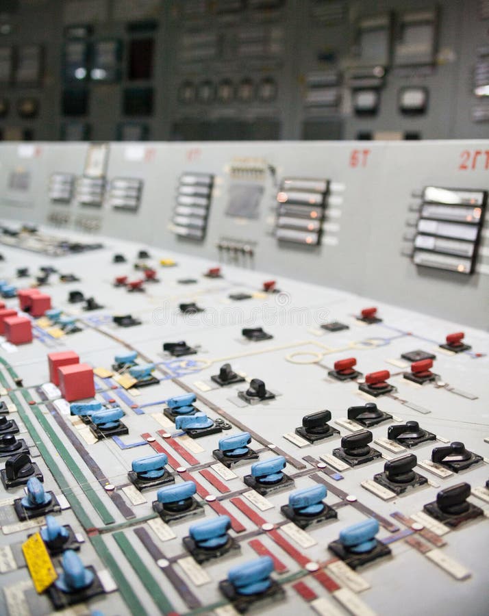Control Panel of the Nuclear Power Plant Stock Image - Image of desk ...