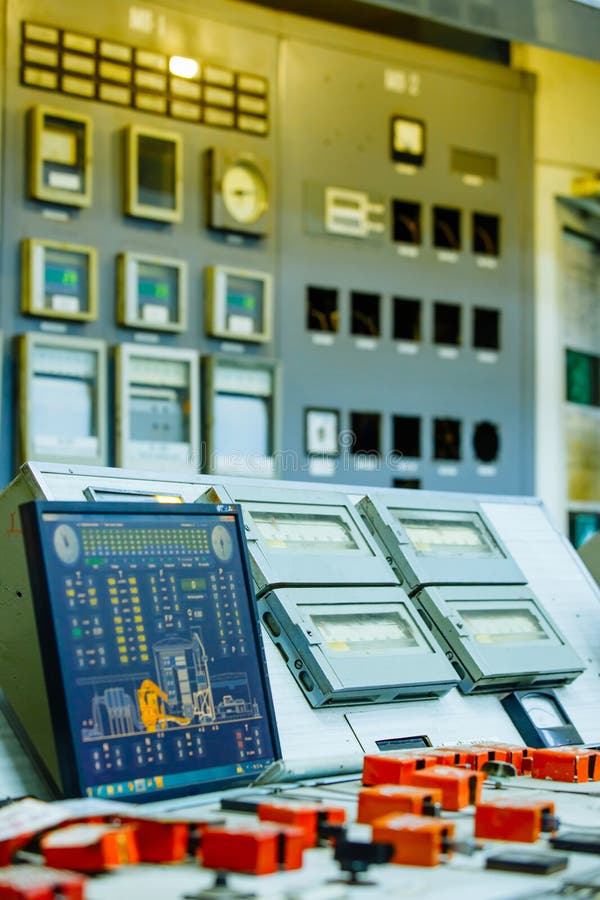 Control Panel of the Nuclear Power Plant. Close Up Stock Image - Image ...