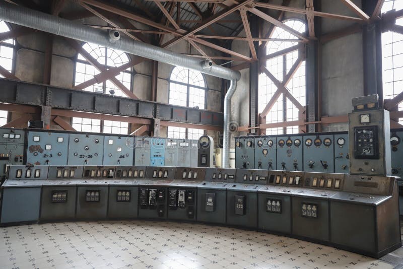 Control Panel of an Old Power Plant Stock Photo - Image of machinery ...