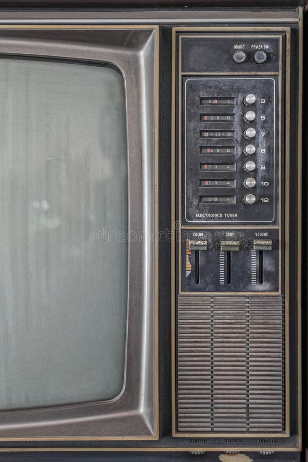 Control Panel of Old Classic Color Analog Television Stock Image ...