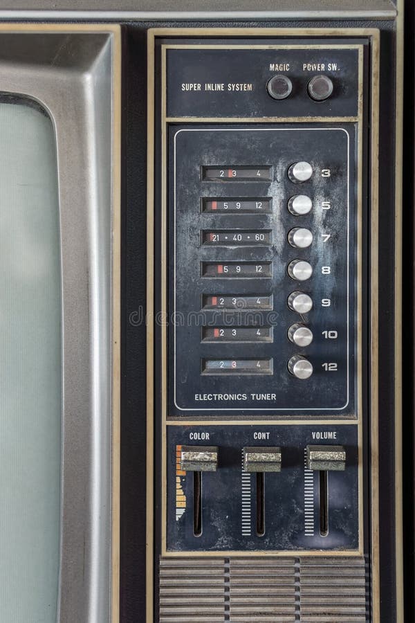 Control Panel of Old Classic Color Analog Television Stock Photo ...