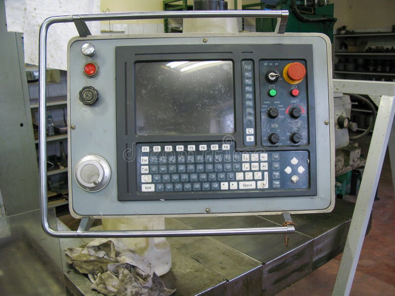 Control Panel of Old CNC Center Stock Image - Image of metal, closeup ...