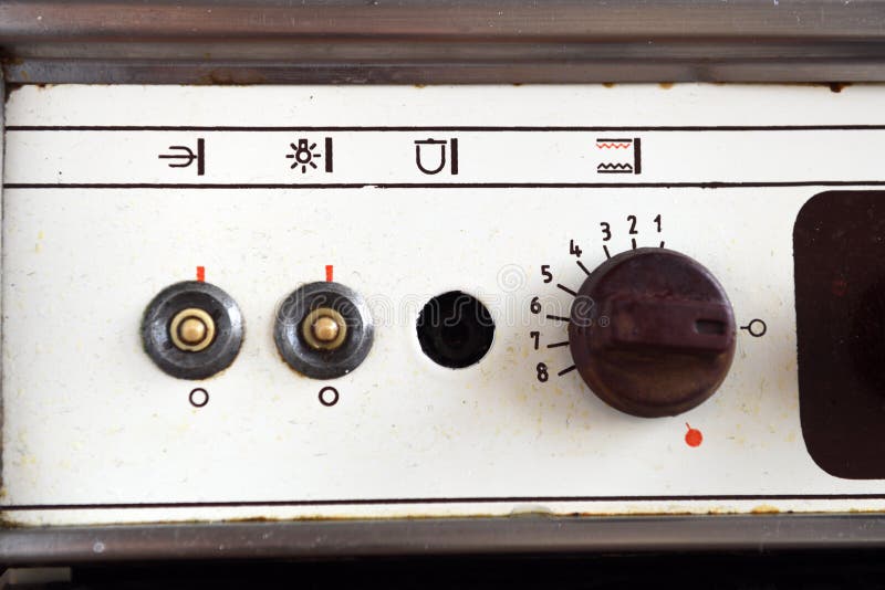 Control Panel of an Old Gas Stove Close-up. Stock Image - Image of ...