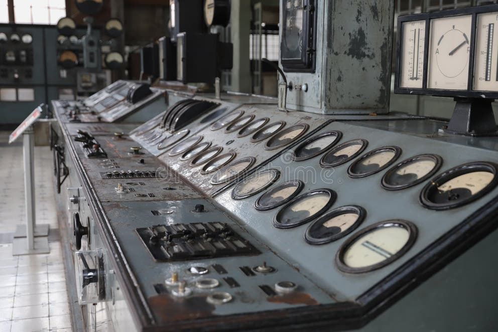 Control Panel of an Old Power Plant Stock Image - Image of energy ...