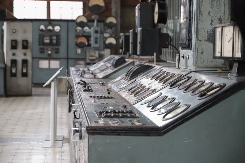 Control Panel of an Old Power Plant Stock Image - Image of industry ...