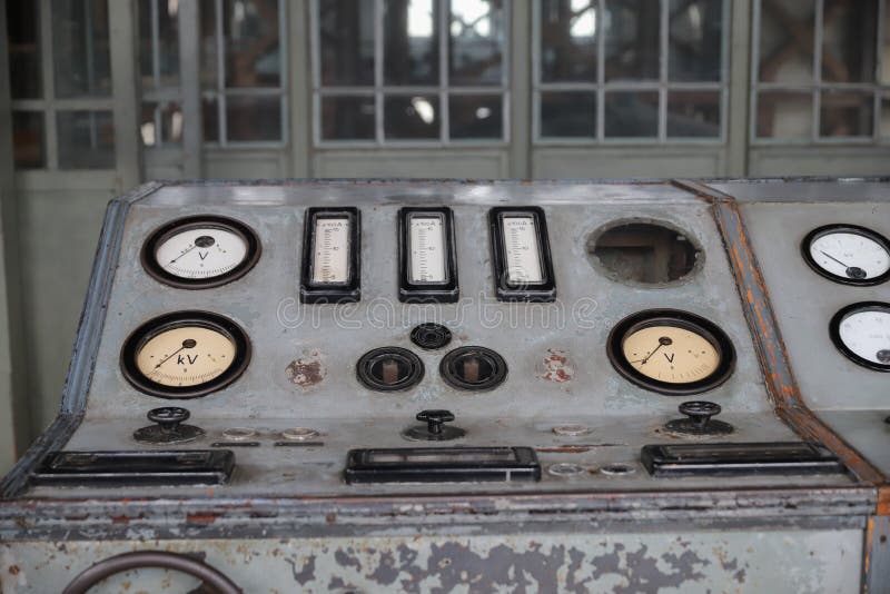 Control Panel of an Old Power Plant Stock Image - Image of production ...