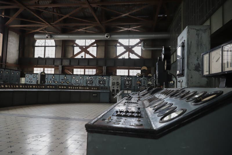 Control Panel of an Old Power Plant Stock Image - Image of production ...
